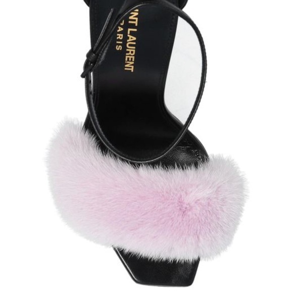 Saint Laurent | Shoes | Saint Laurent Mink Furtrimmed Leather Sandals ...